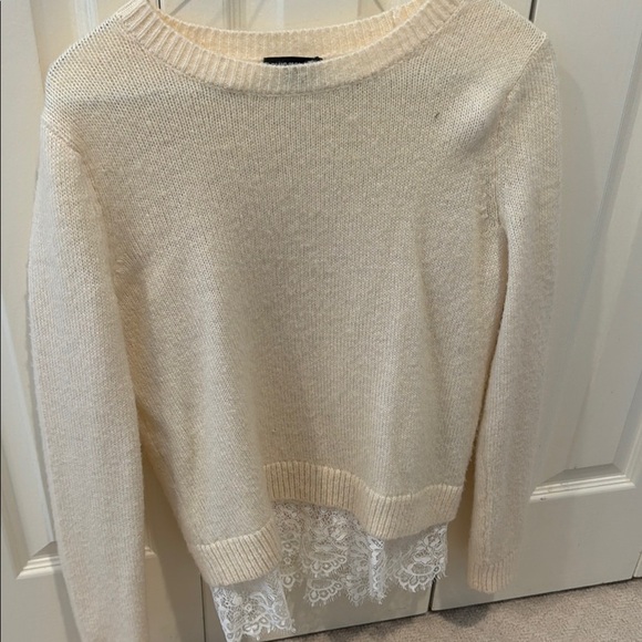 Club Monaco | Sweaters | Club Monaco Cream Sweater With Lace Detail ...